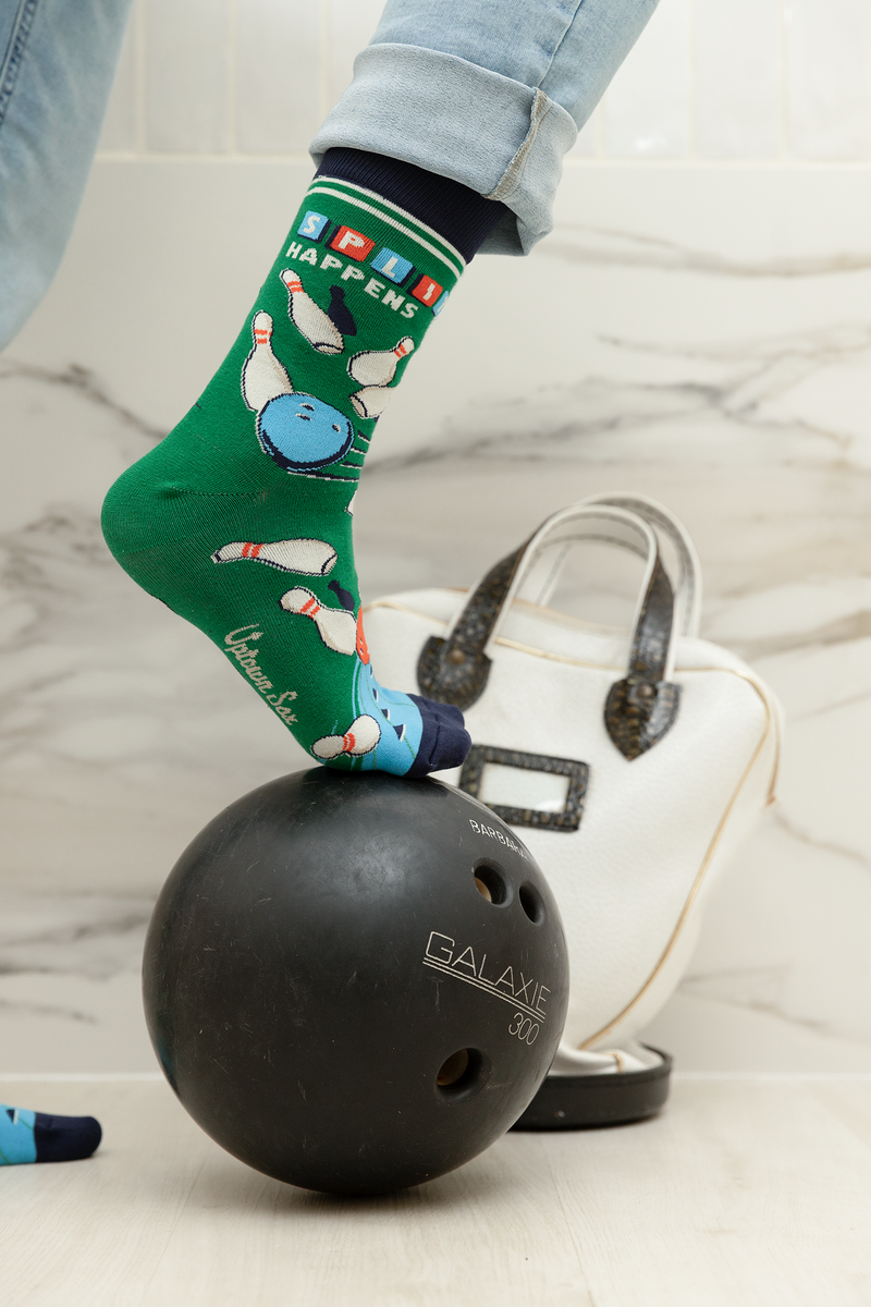 Bowling Club Crew Socks for Men - Split Happens | Uptown Sox