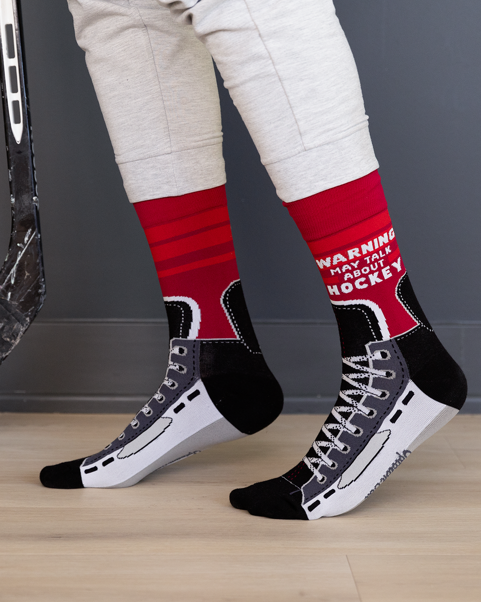 Hockey Talk Socks for Men | Funny Hockey Fan Crew Socks - Uptown Sox